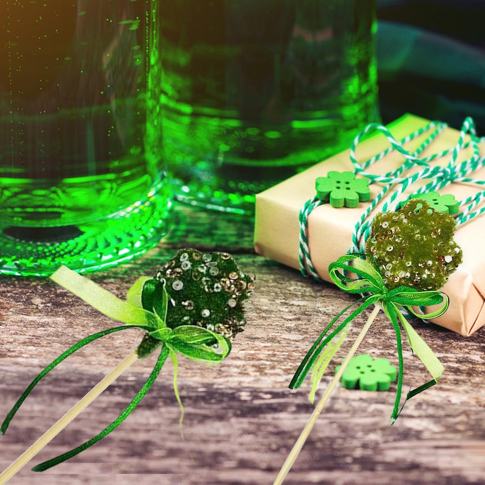 Artificial Picks Clovers Cuttings Wood 3pcs Hall Home Green Office Foam ...