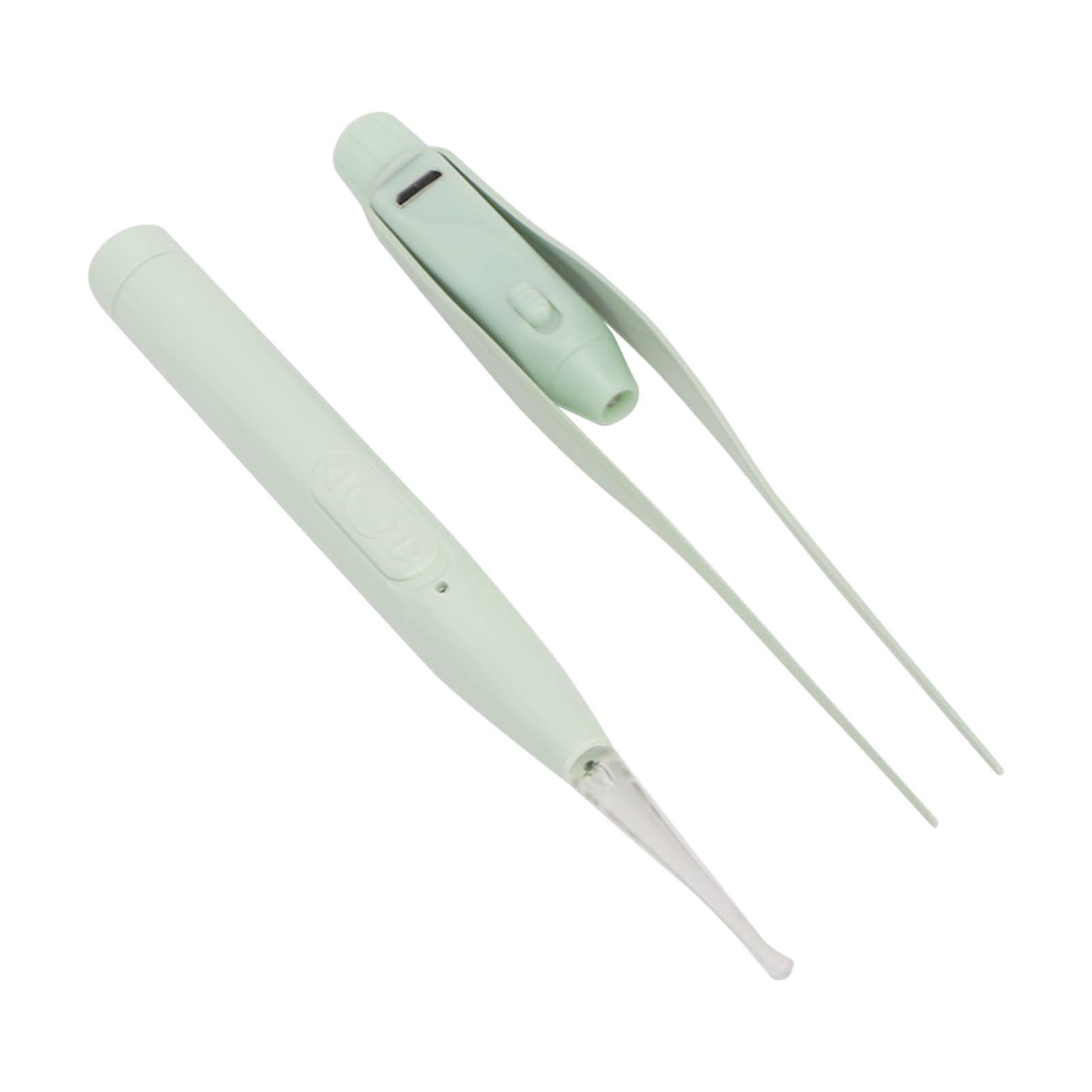 Kids Earwax Removal Kit Green Soft Round Spoon LED Light USB Charge ...
