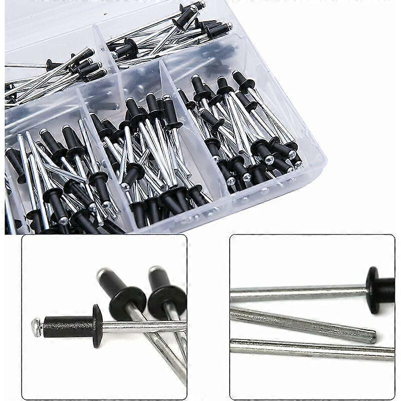 Black Blind Rivet Kit, 120 Pcs Aluminum Blind Rivet Pop Rivet ...