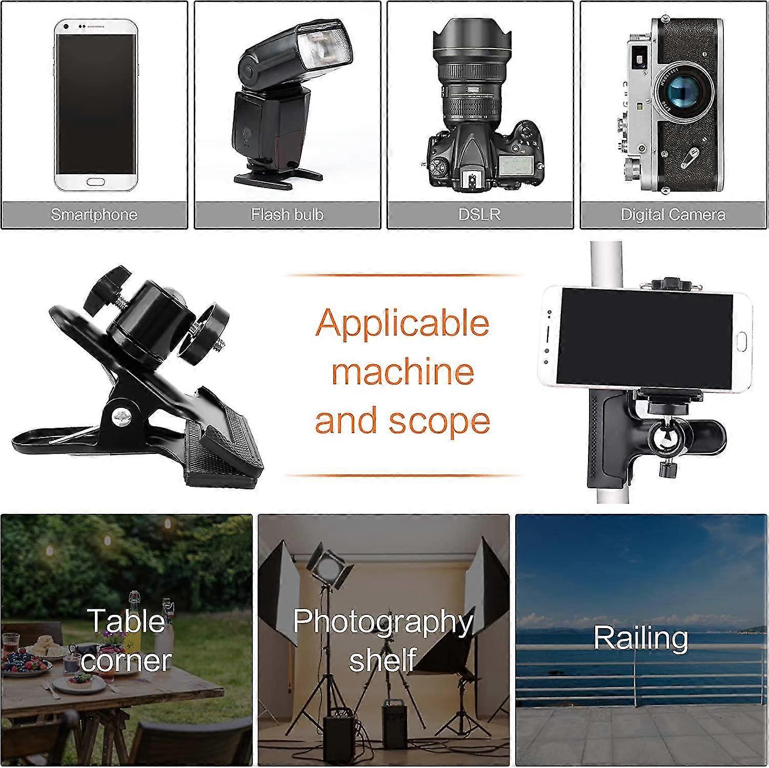 Tripod Camera Mount Clip, Metal Clamp Holder Flash Reflector Holder ...