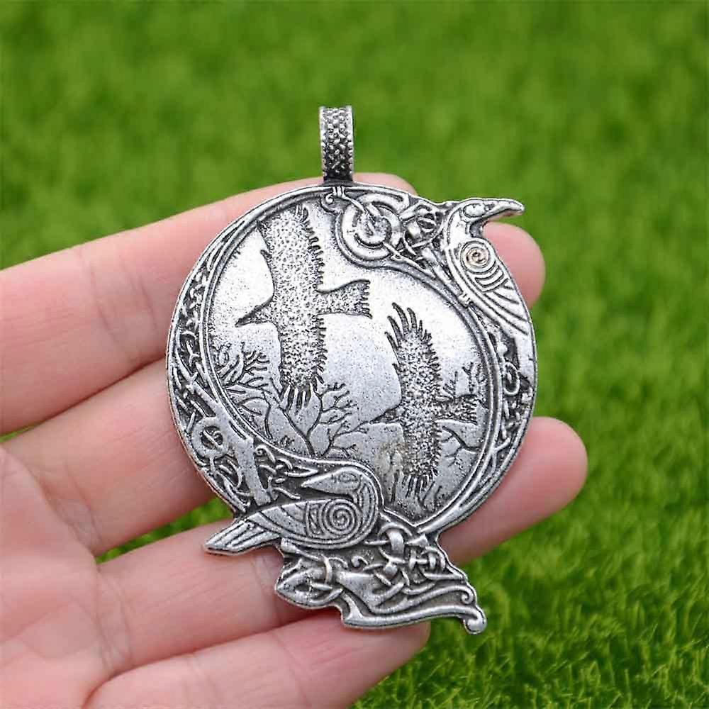 Norse Odin Symbol Viking Raven Amulet Runes Algiz Protection Wicca ...