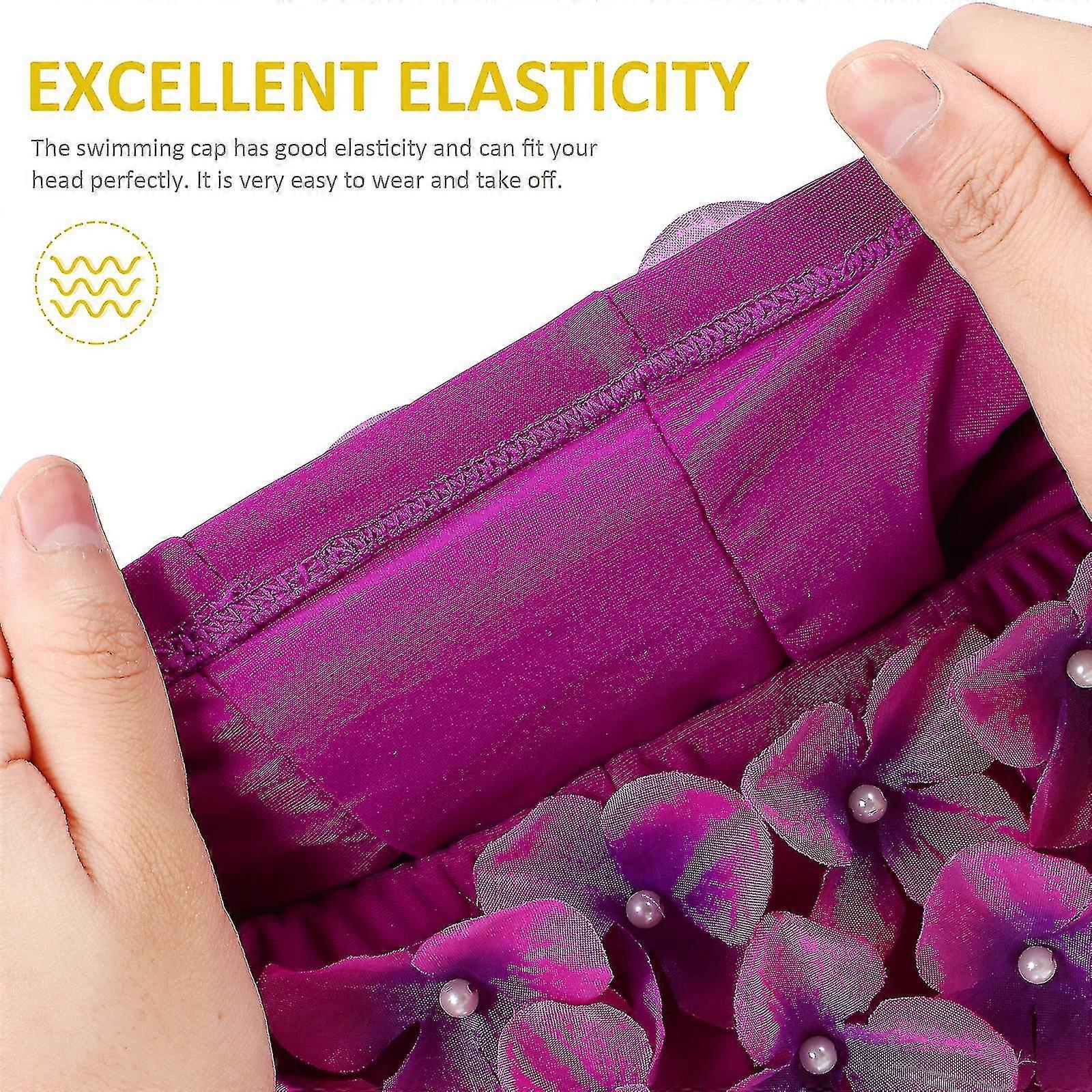 2 Pcs Women Swimming Caps Floral Swim Caps Breathable Elastic Swim Caps ...