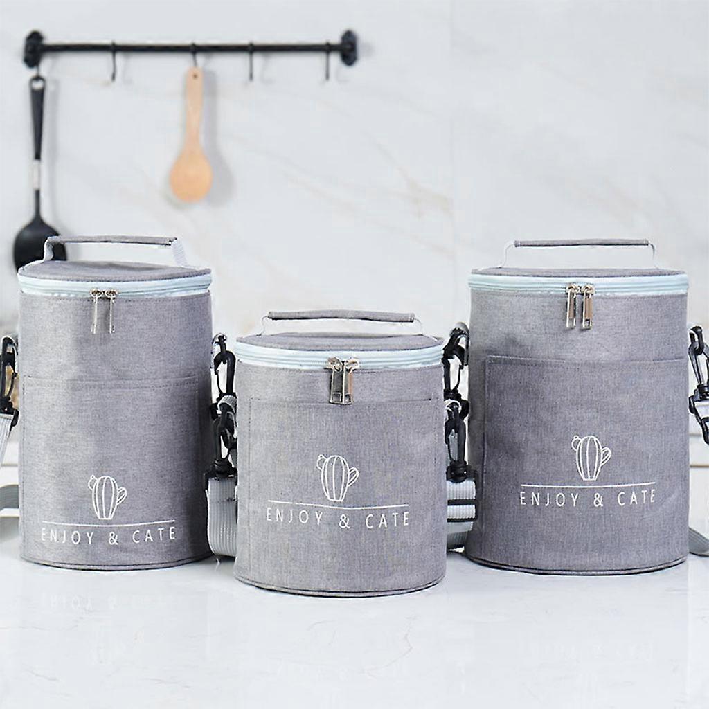 Waterproof Oxford Insulated Round Lunch Tote Portable Cylinder Thermo ...