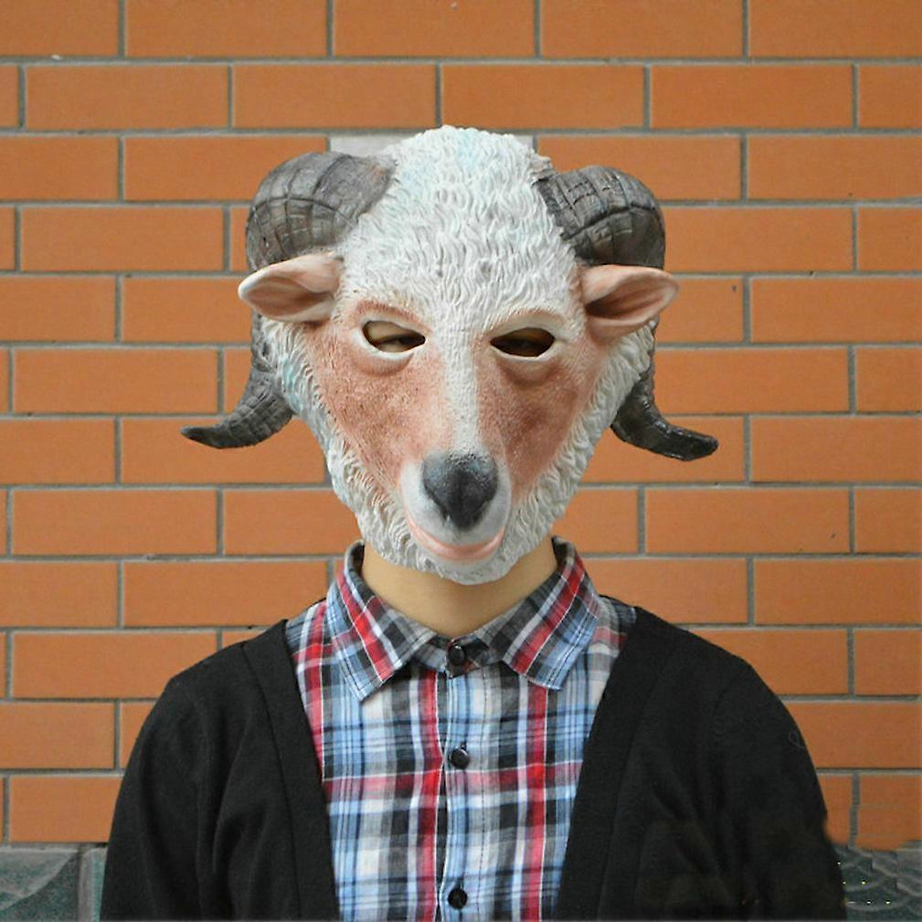 Sheep Head Mask Latex Full Face Cover Halloween Cosplay Prop | Fruugo UK