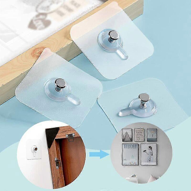 Set Of 10 Picture Hangers Without Drilling, Transparent Tab Adhesive ...