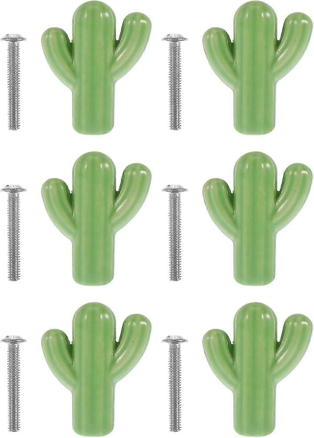 Set of ceramic cactus cabinet handles creative cute drawer handles ...