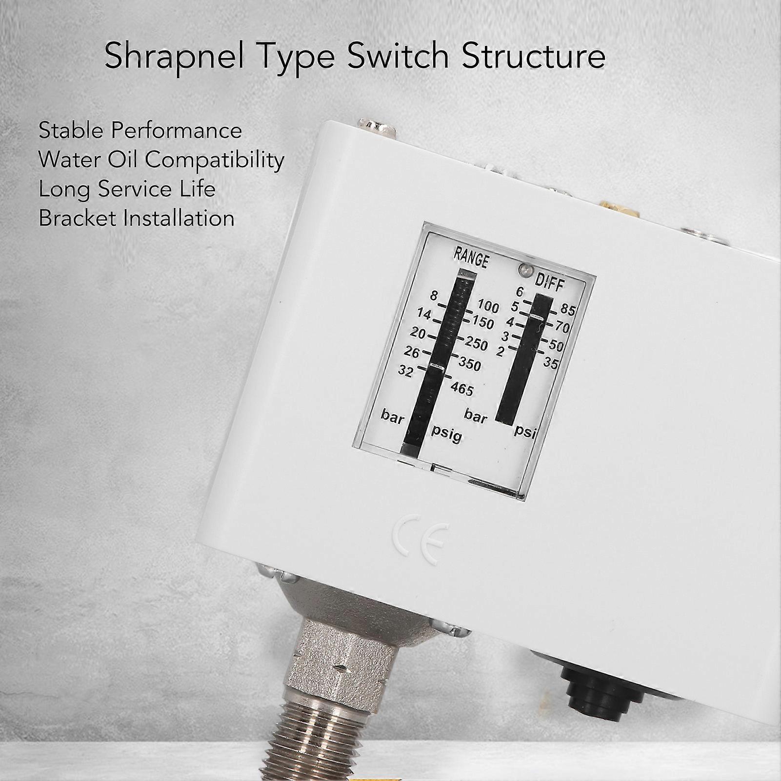 Air Compressor Pressure Switch SPDT Pneumatic Pressure Gauge Adjustable ...