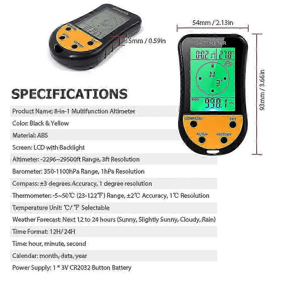 Electronic Digital Altimeter 8 In 1 Multifunction Lcd Backlight Mini ...