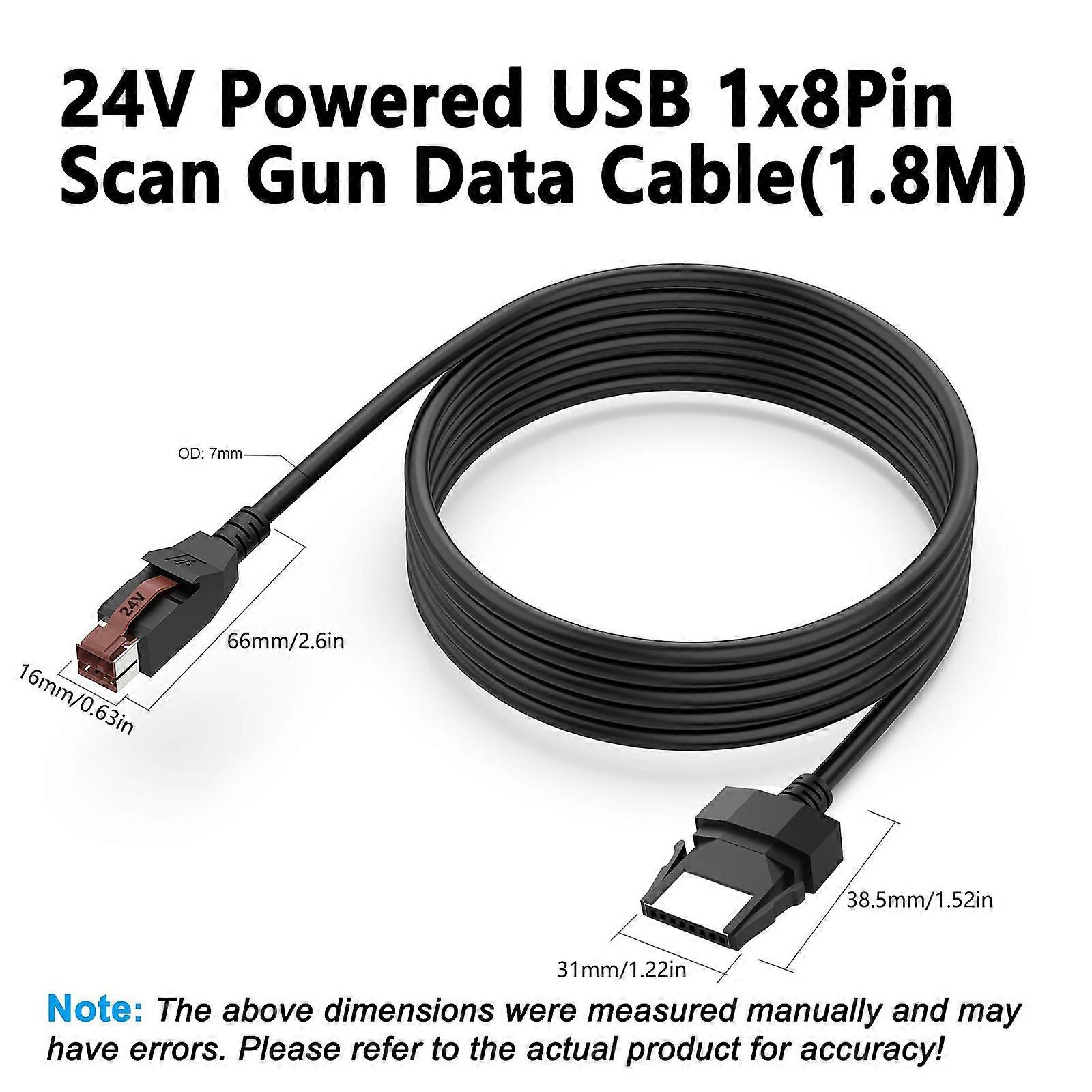 24V Powered USB Male 8Pin Retail Power Data Cable For Printer POS ...