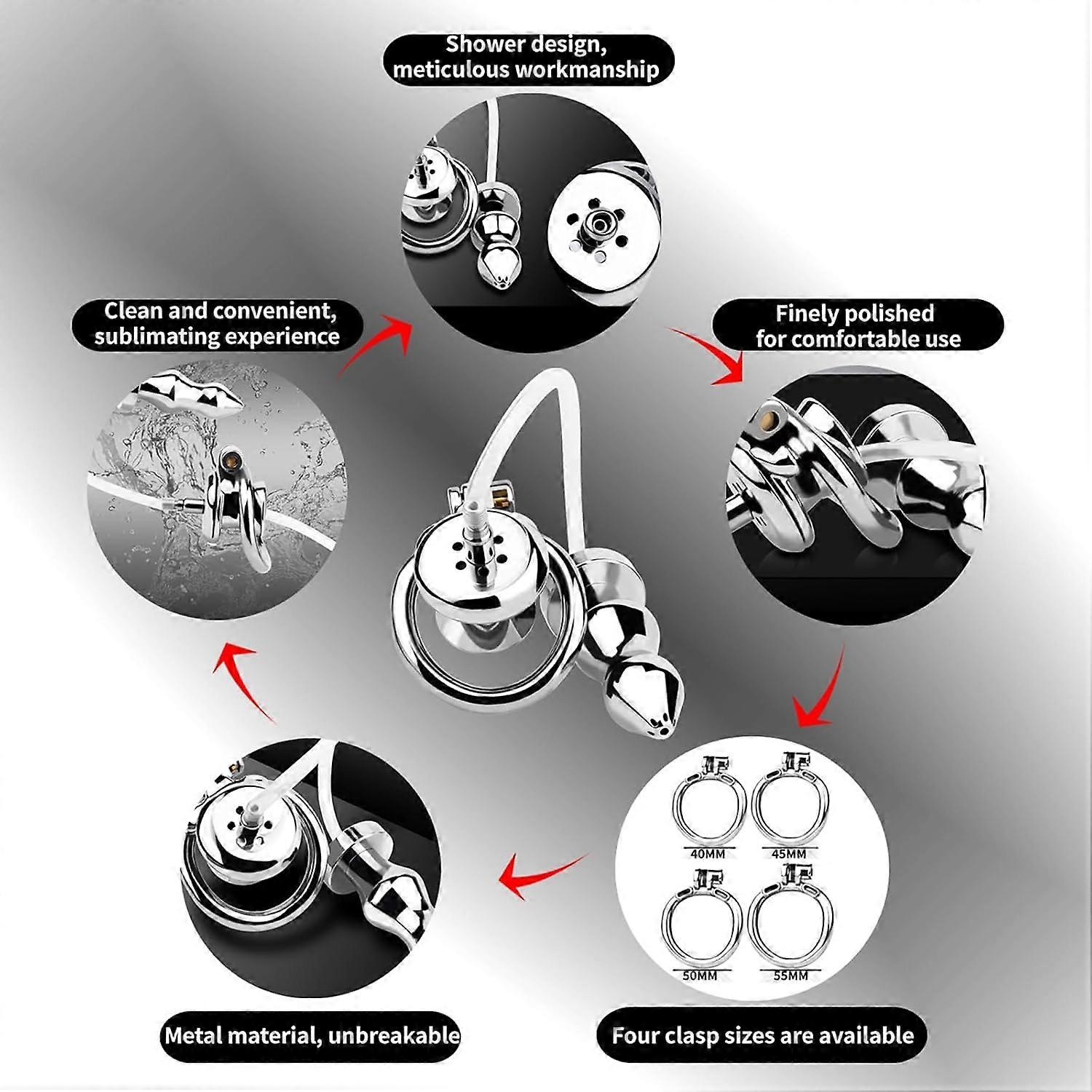 Stainless Steel Cage Chastity Cage Plug Set Urethral Dilator Flat ...