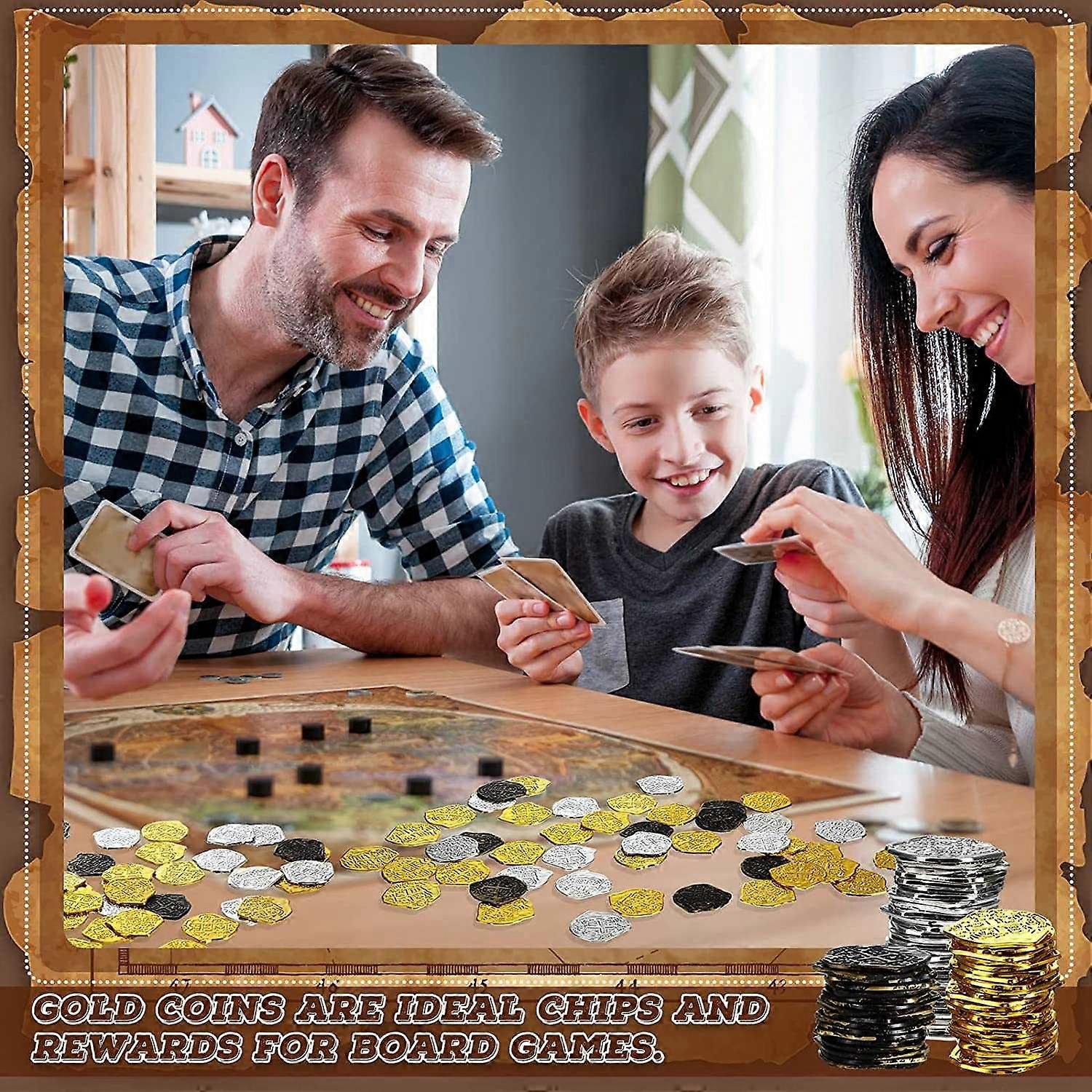 300 Pcs Plastic Gold Coins Pirate Coins Kids Play Coins for Pirate ...