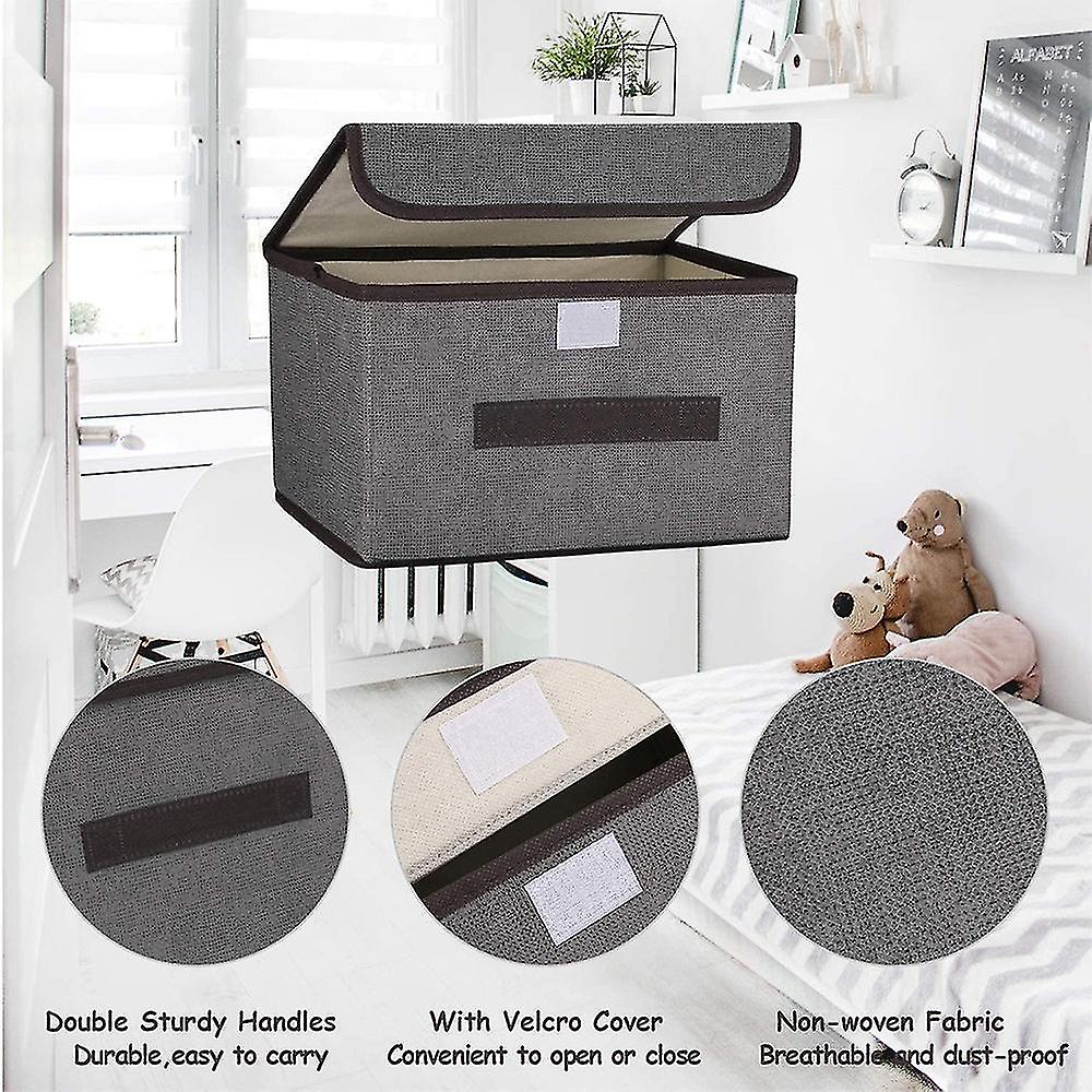 Foldable Storage Boxes With Lid,fabric Collapsible Storage Bin Basket ...