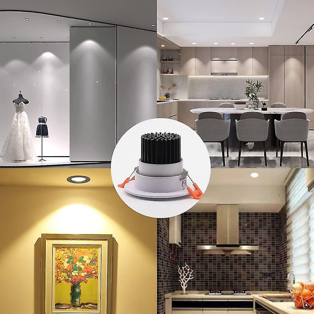 6 X Led Recessed Spotlights,5w Cob,cool White 6000k,ip44(white ...