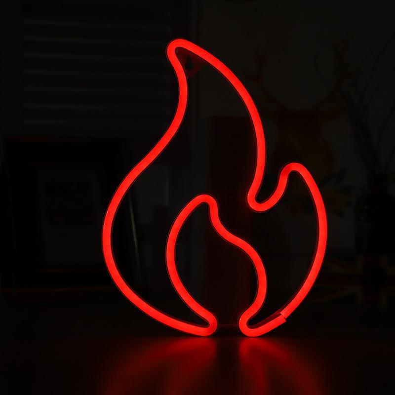 Flame Neon Signs For Wall Mounted Red Neon LED Sign Light Up The Fire ...