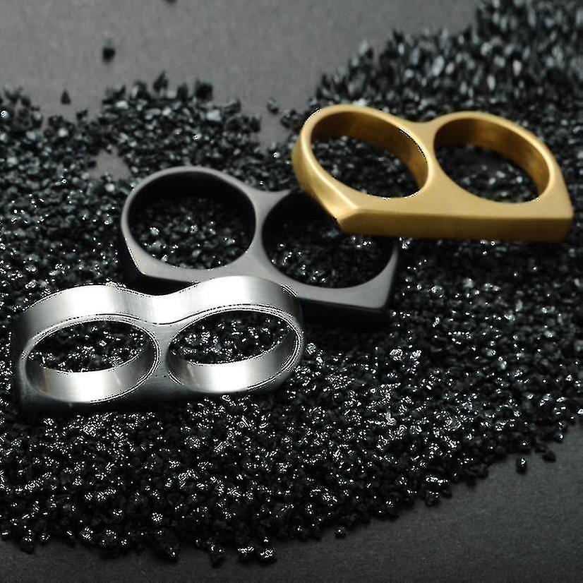 Double Finger Rings For Men Stainless Steel Punk Men's Ring Cool Boy ...
