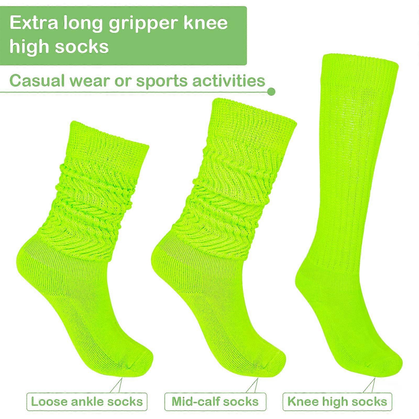 pairs of women's slouch socks, neon knit shopper socks, extra long ...