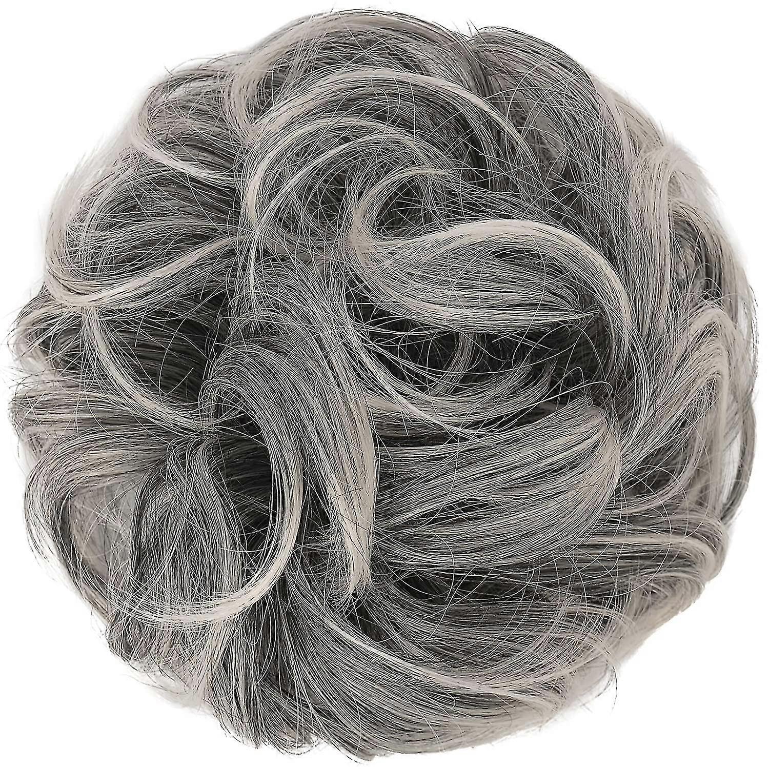 Messy Bun Hair Piece Large Gray Hair Bun Scrunchies Extensions ...