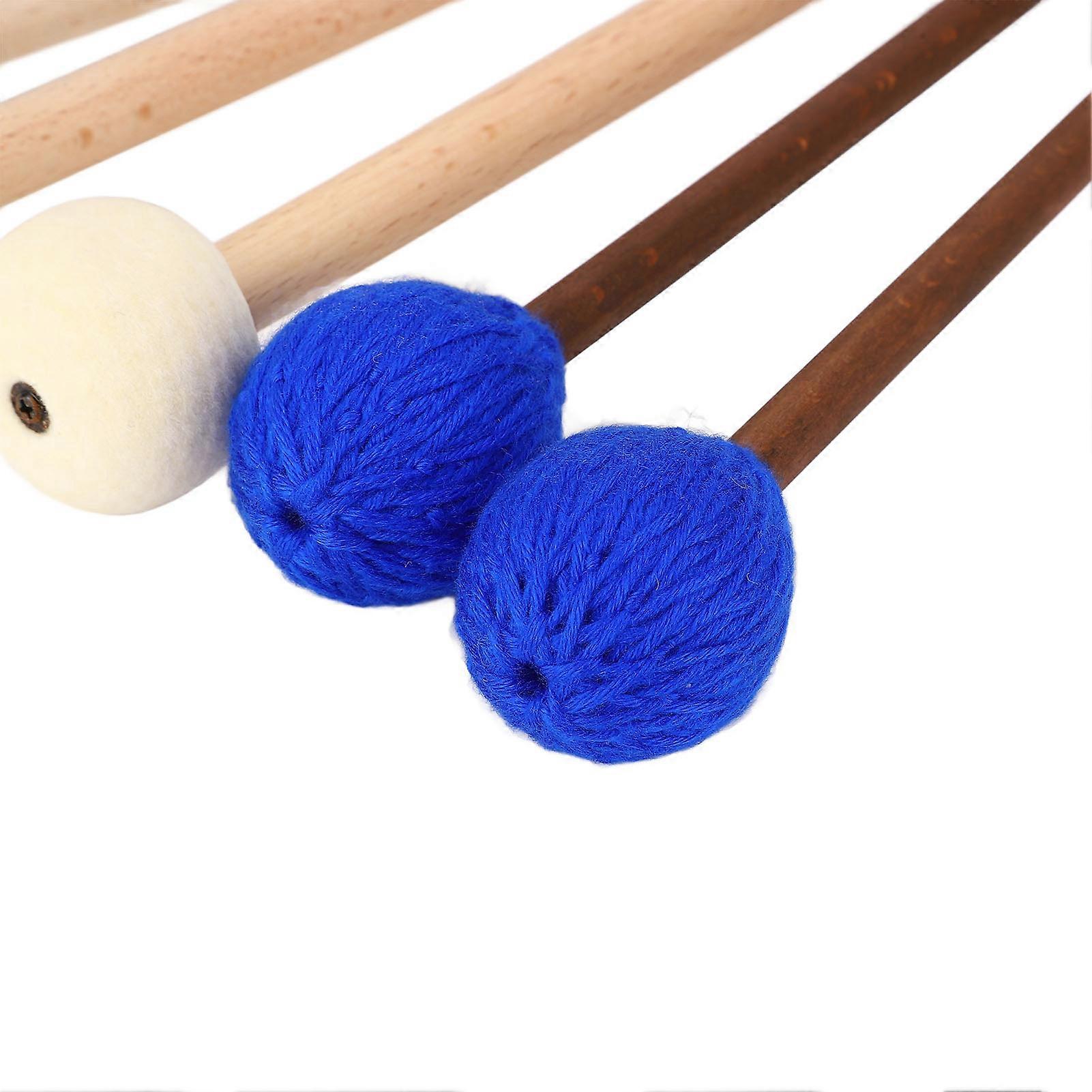 3 Pairs Instrument Mallet Set Maple Wood Handle Marimba Timpani Mallets ...