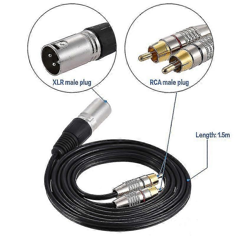 3m 1 Xlr To 2 Rca Male Plug Stereo Audio Cable Connector Y Splitter Wire Cord | Fruugo UK