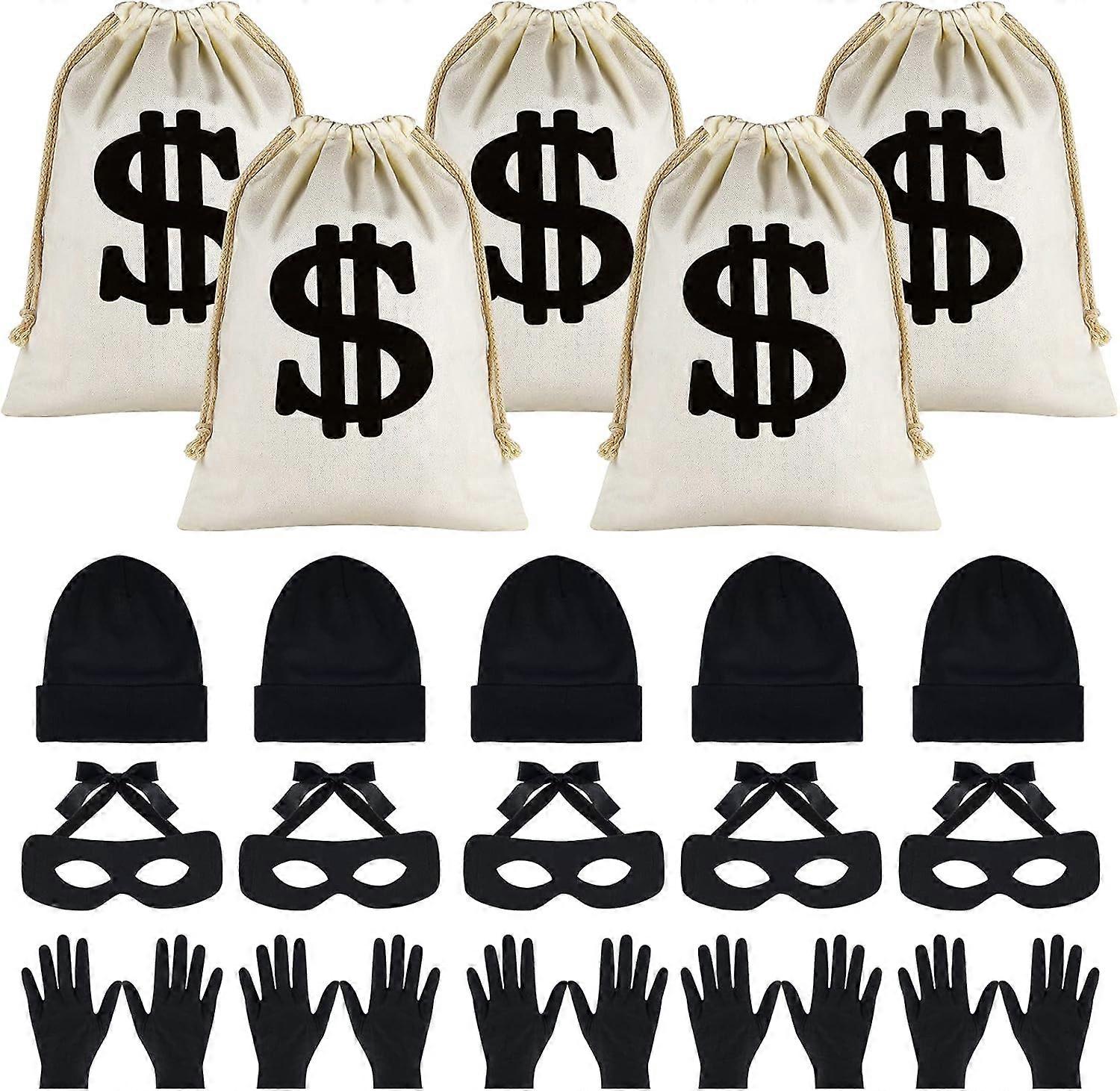 20 Pieces Robber Costume Set, Include Eye Mask Knit Beanie Cap Canvas ...