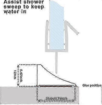 2m Silicone Shower Threshold Water Dam Wet Room Floor Barrier, Shower ...