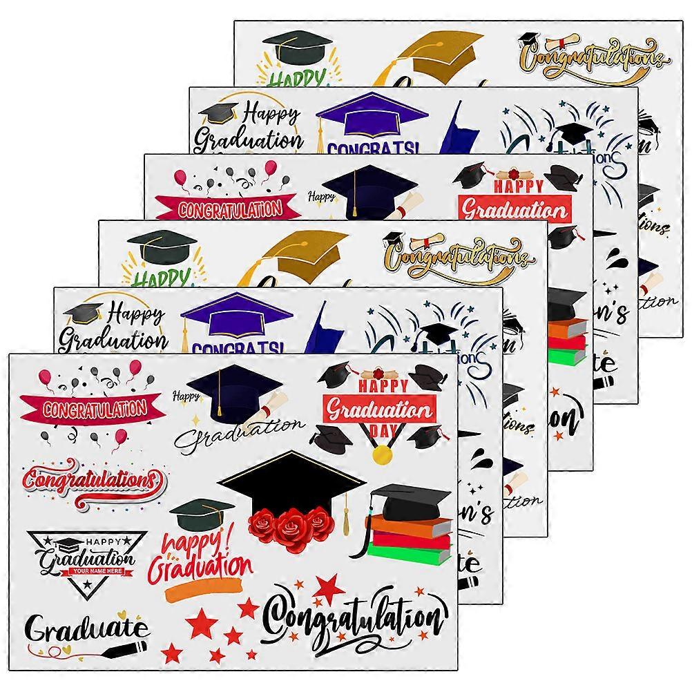 6 Sheets Tattoo Stickers Graduation Theme Tattoos Stickers Body Tattoos ...