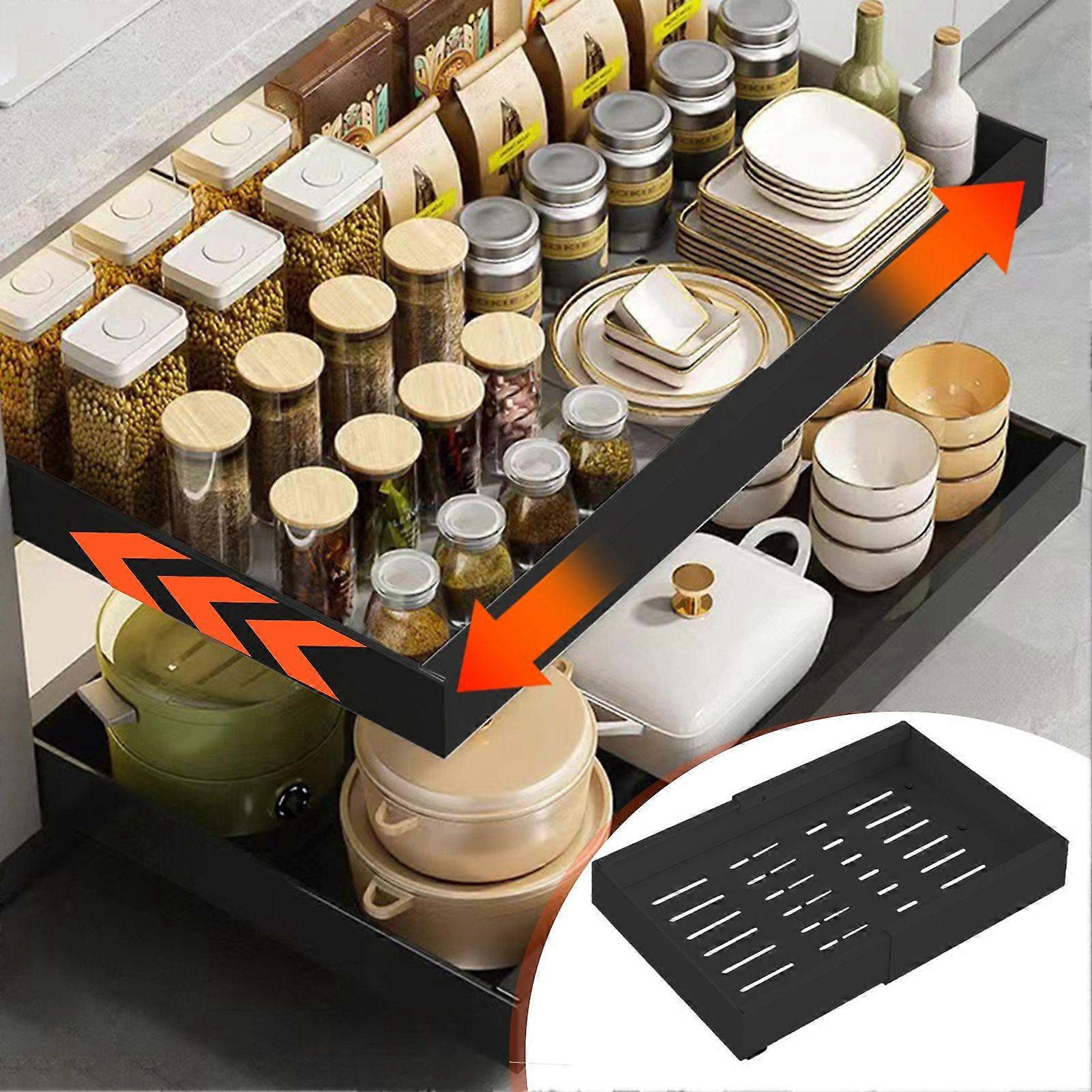 32-52cm Retractable Cabinet Slide-Out Basket - Track Drawer Under-Sink ...