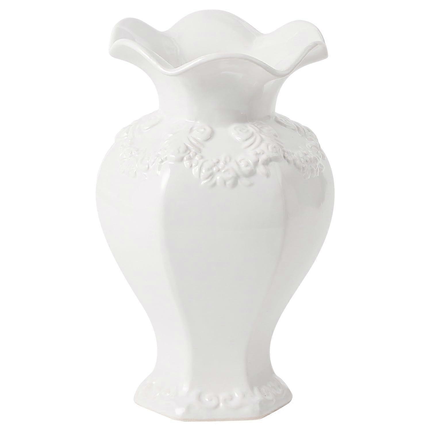 White ceramic vase, farm house vase, decorative vase for modern home ...