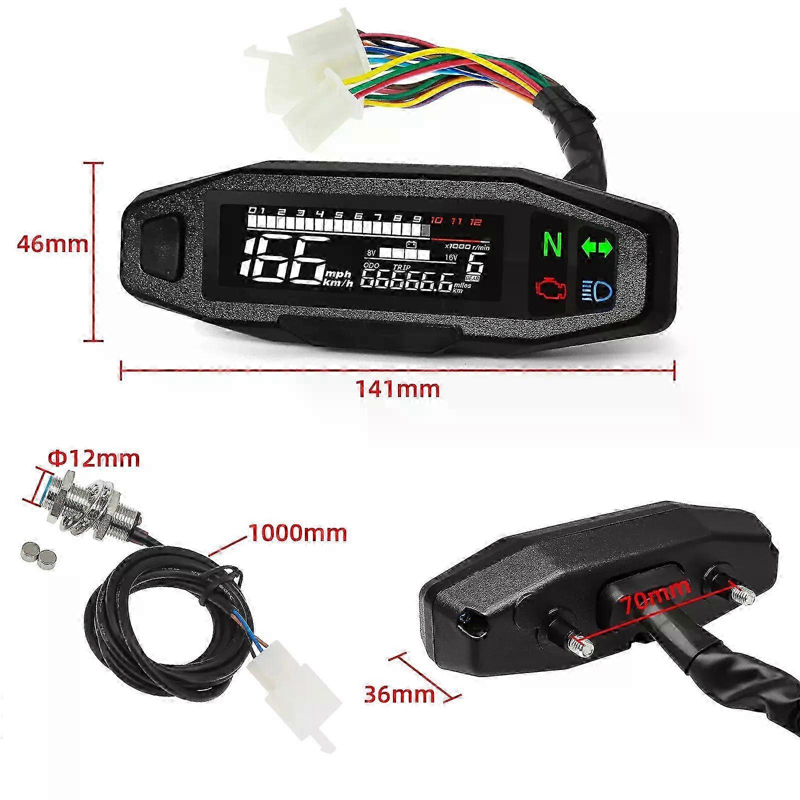 Universal Digital Meters Instrument Moto Speedometer Digital Tachometer ...