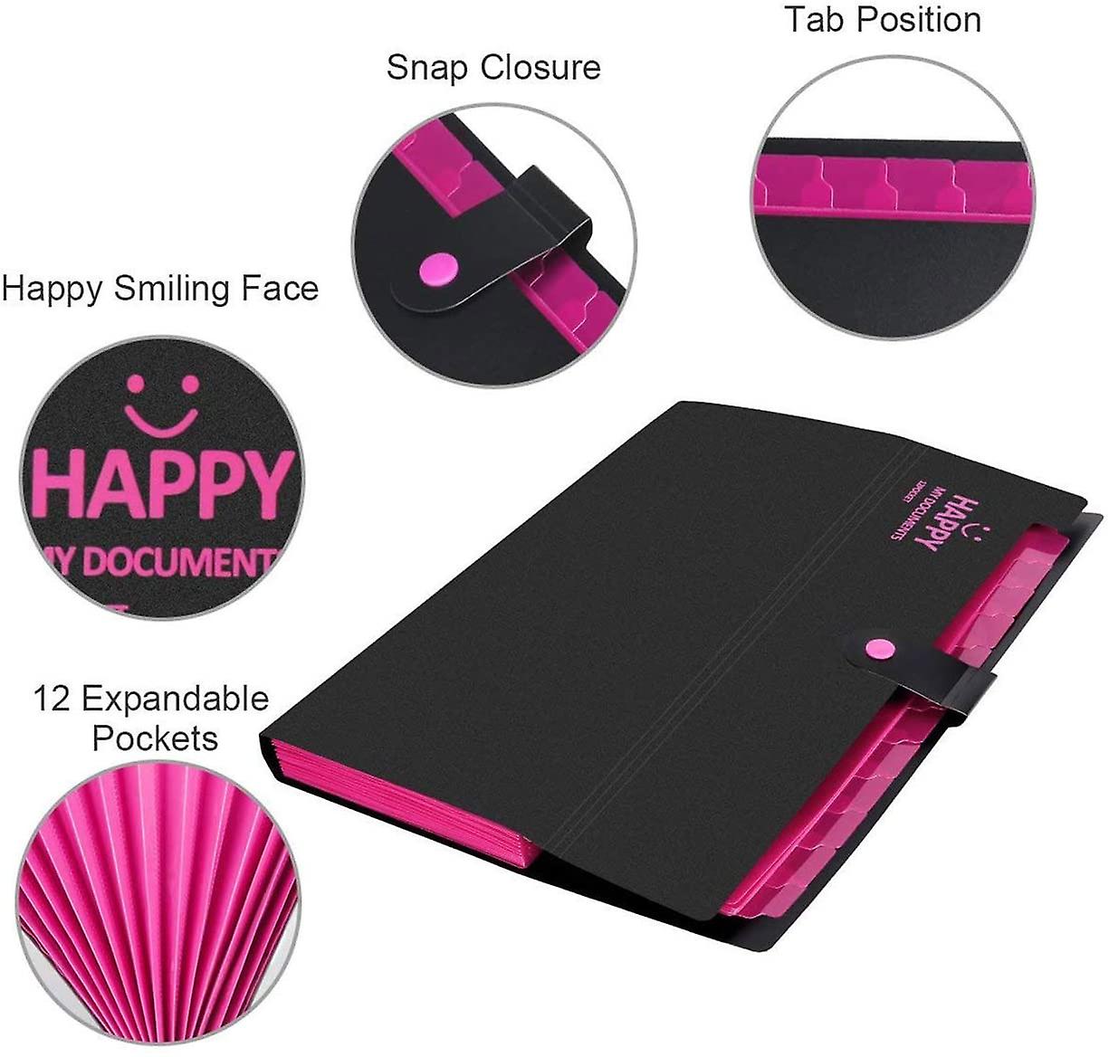 Udvides bærbar dokumentmappe, A4-mappe, A4-mappe, 12 rums håndholdt ...