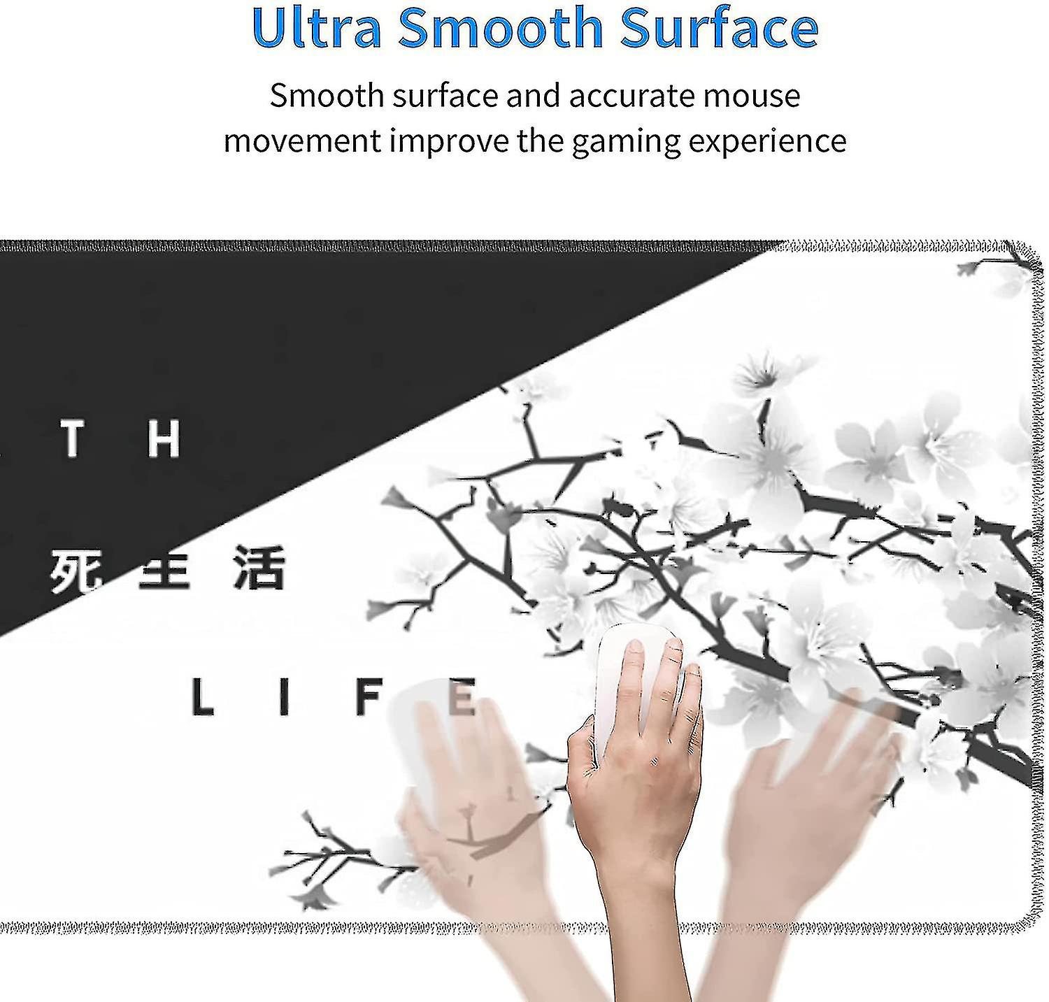 Black White Cherry Blossom Mouse Pad Sakura Death Life Extended Desk ...