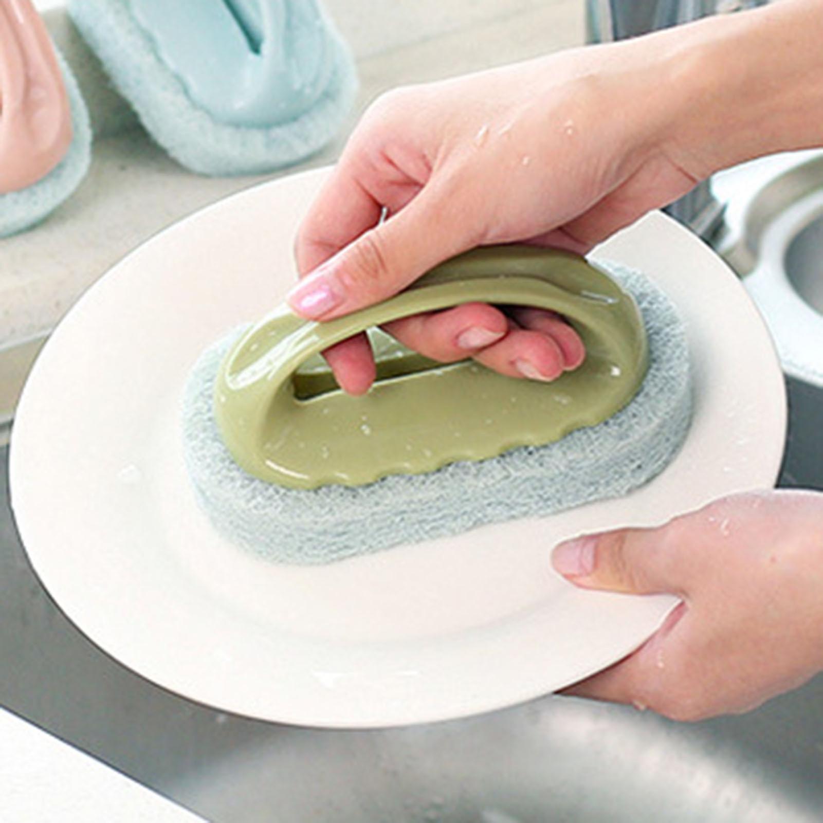Cleaning Brush Scouring Pad with Handle Design Non-scratch Dry Wet Use ...