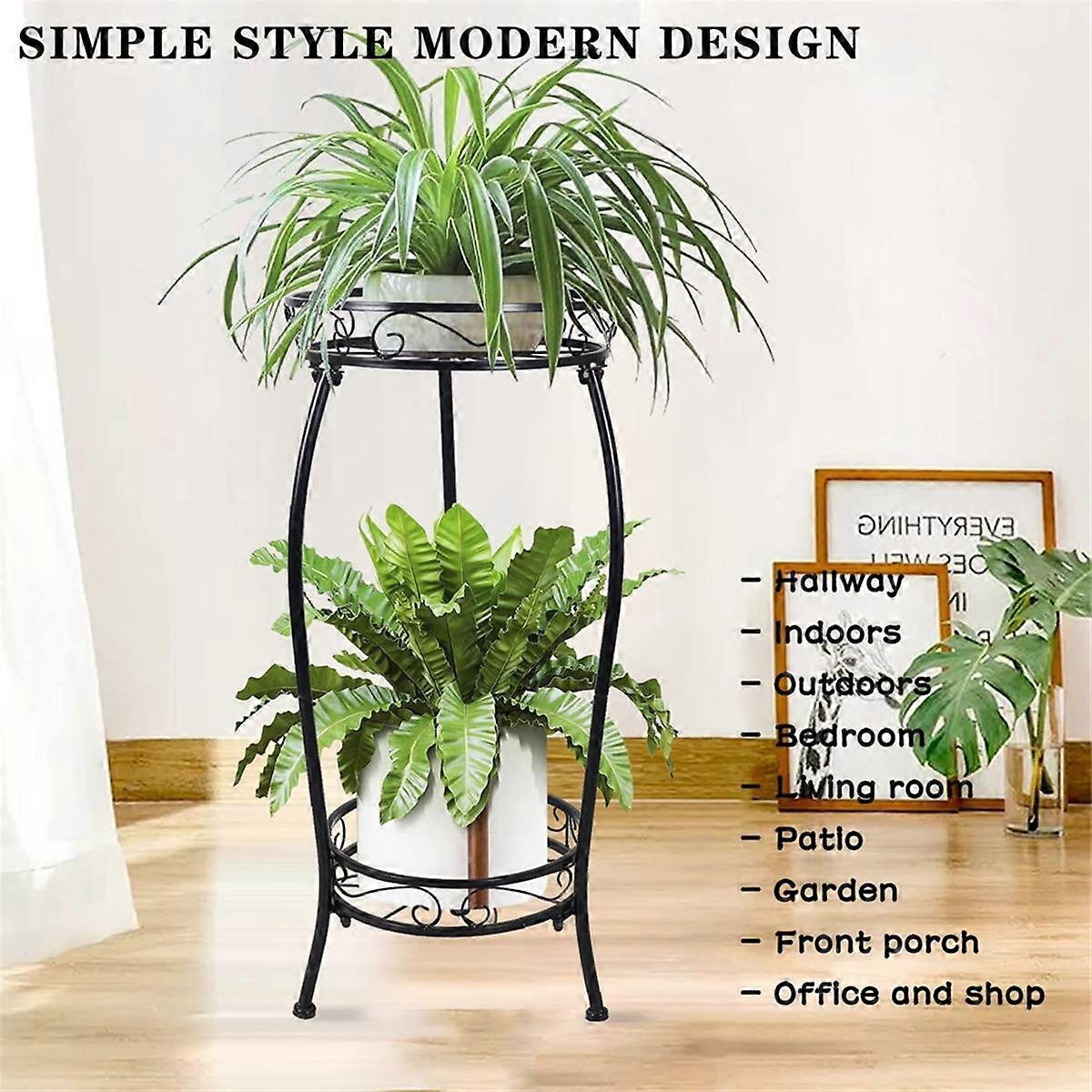 Plant Stand Indoor Outdoor 2 Tier 25inch Tall Metal Potted Holder ...