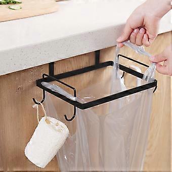 1pc Metal Garbage Rack, Trash Bin Bags Storage Space Left Garbage Hook ...