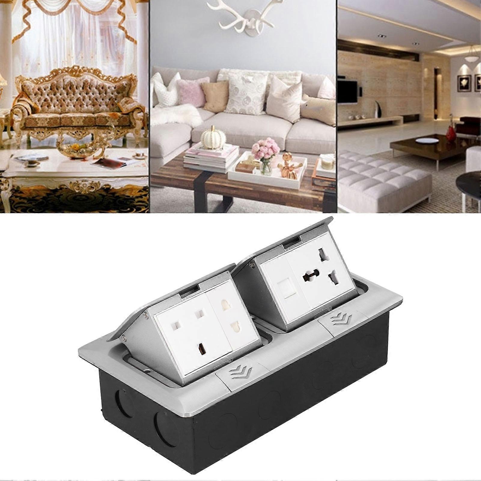 Floor Pop Up Outlet Socket Concealed Multifunction Silver Aluminum ...