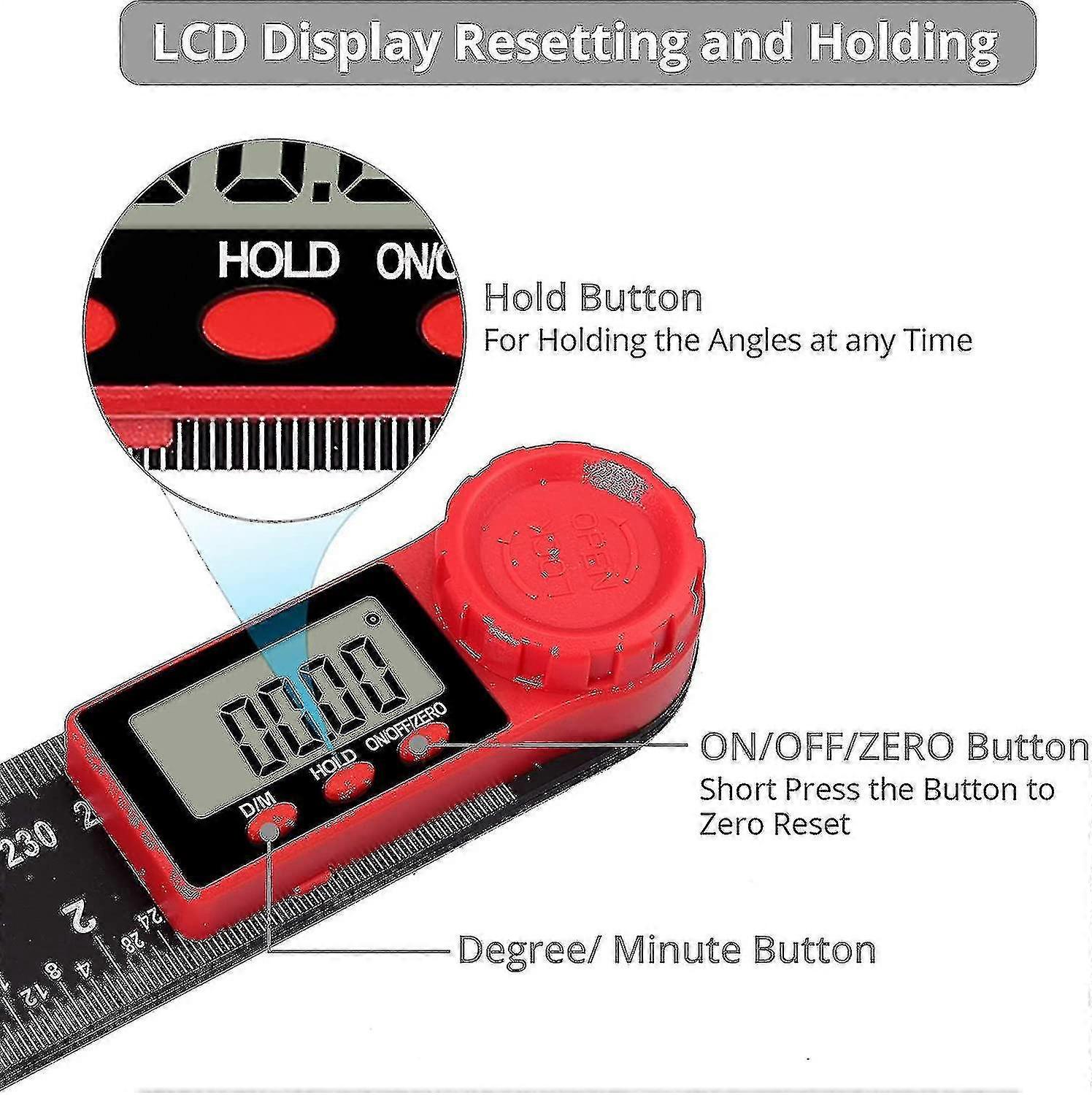 2 In 1 Digital Protractor 0~360 Ruler 0~300mm Inch And Metric Digital ...