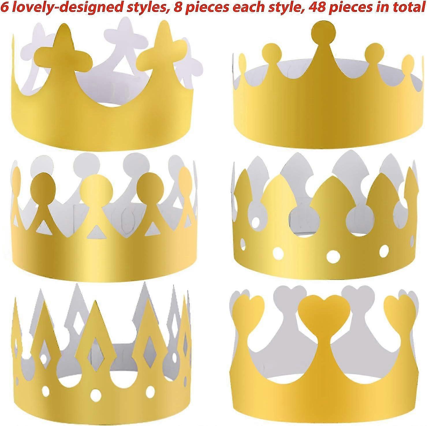 48 Pieces Paper Crowns Gold Party Crown Paper Hats Gold Card Crown for ...