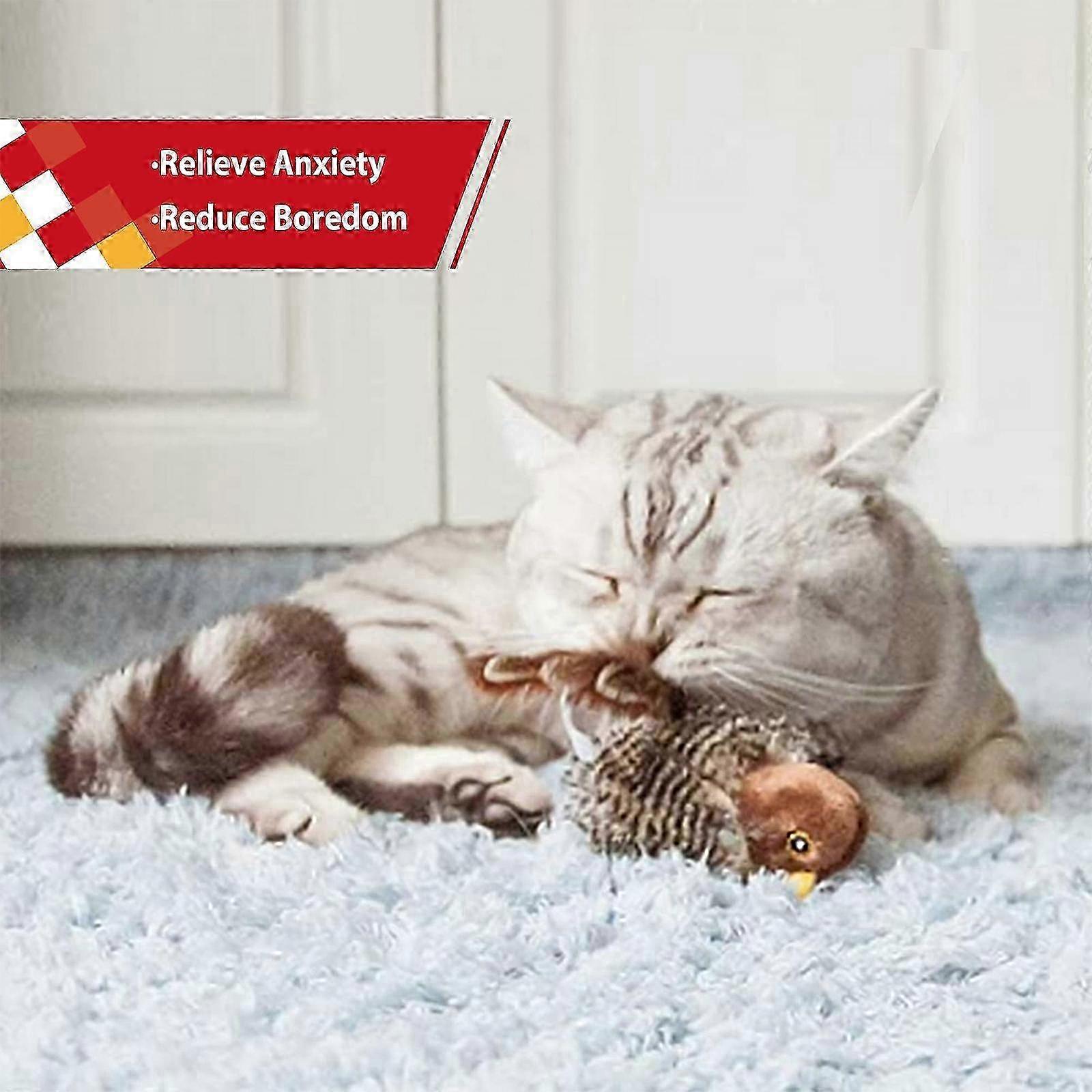 Flapping Bird Sparrow Cat Toy Lifelike Chirping Sounds Touch-Activated ...