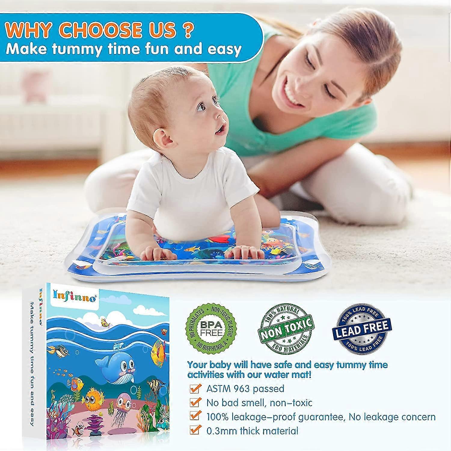 Inflatable Tummy Time Mat Premium Baby Water Play Mat For Infants And ...