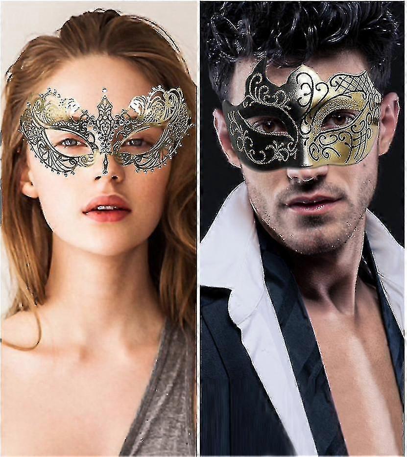 2pcs Masquerade Mask Venetian Masks, Metal Masquerade Mask For Men ...