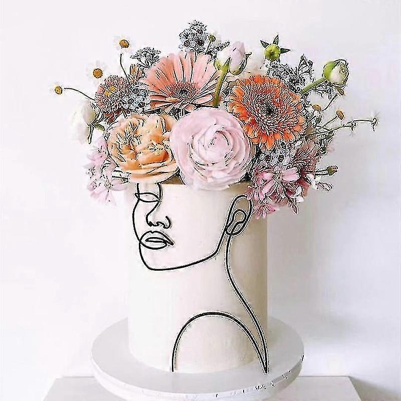 Acrylic Minimalist Art Lady Face Cake Topper Wedding Sexy Woman Girl ...