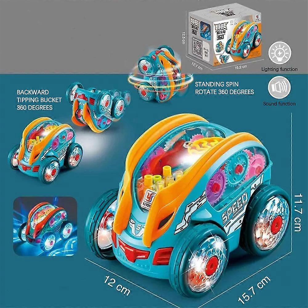 Clear Car Electric Rotating Stunt Car Toy Car Music and Light Led ...