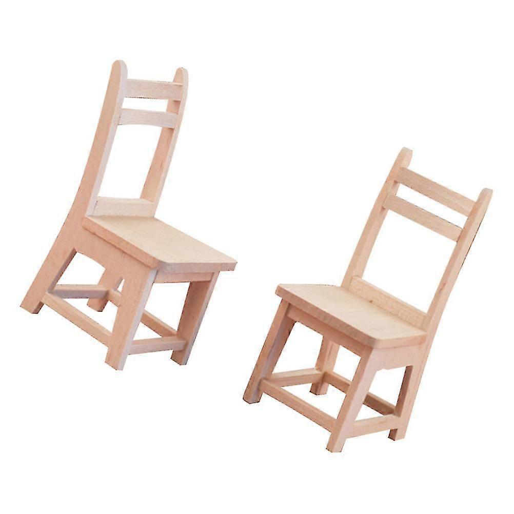 2 Pcs Kids Wooden Chair Miniature Chair Figurines Wooden Ornament Mini ...