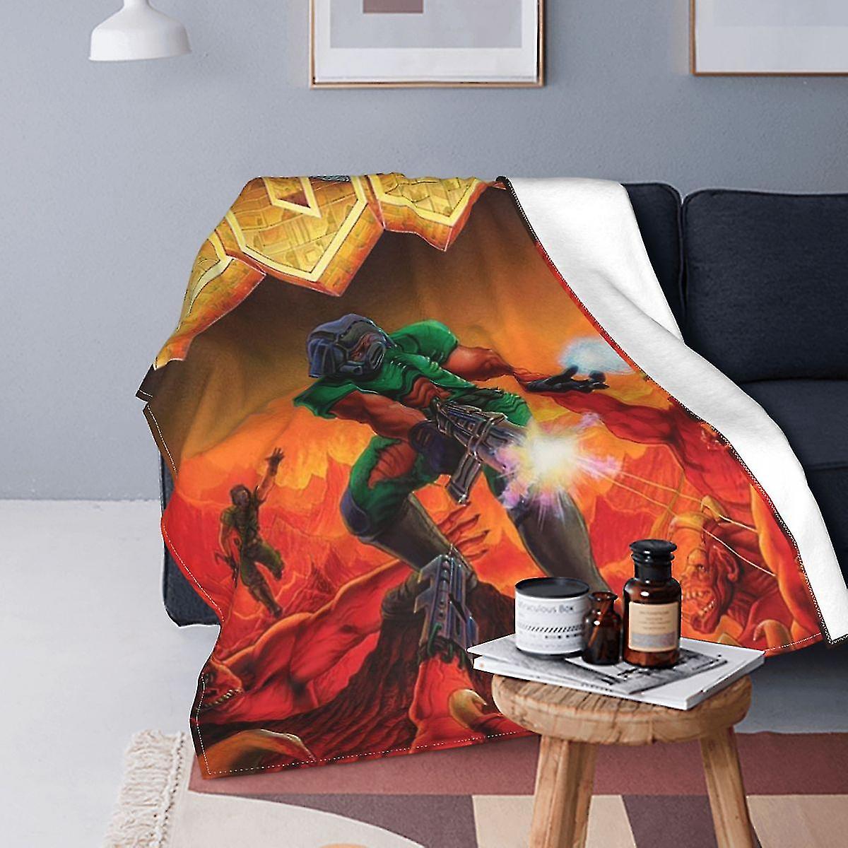 Doom Game Blankets Flannel Print Doom Slayer Portable Super Warm Throw ...