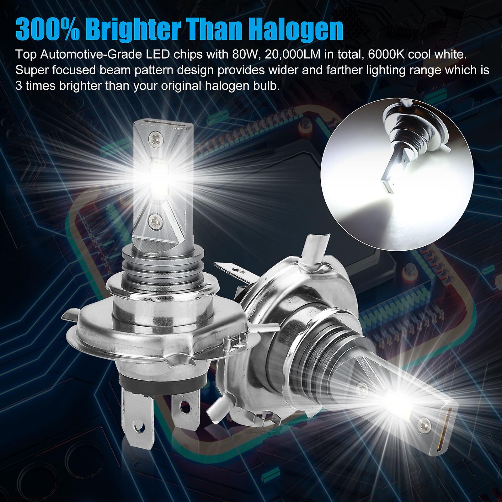 2Pcs H4 9003 HB2 LED Headlight High Low Beam Light Bulbs Kit 20000LM 6000K White | Fruugo DK