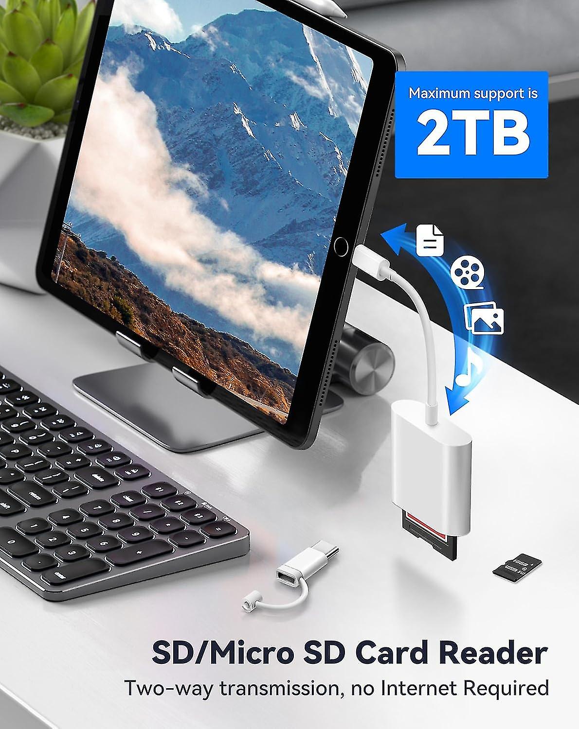 SD Card Reader for iPhone iPad, 2 in 1 SD and TF Card Adapter Portable ...