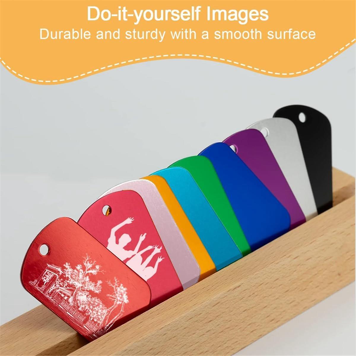 50 Pack Aluminum Tag Blanks Engraving Blank Metal Tags with Hanging ...