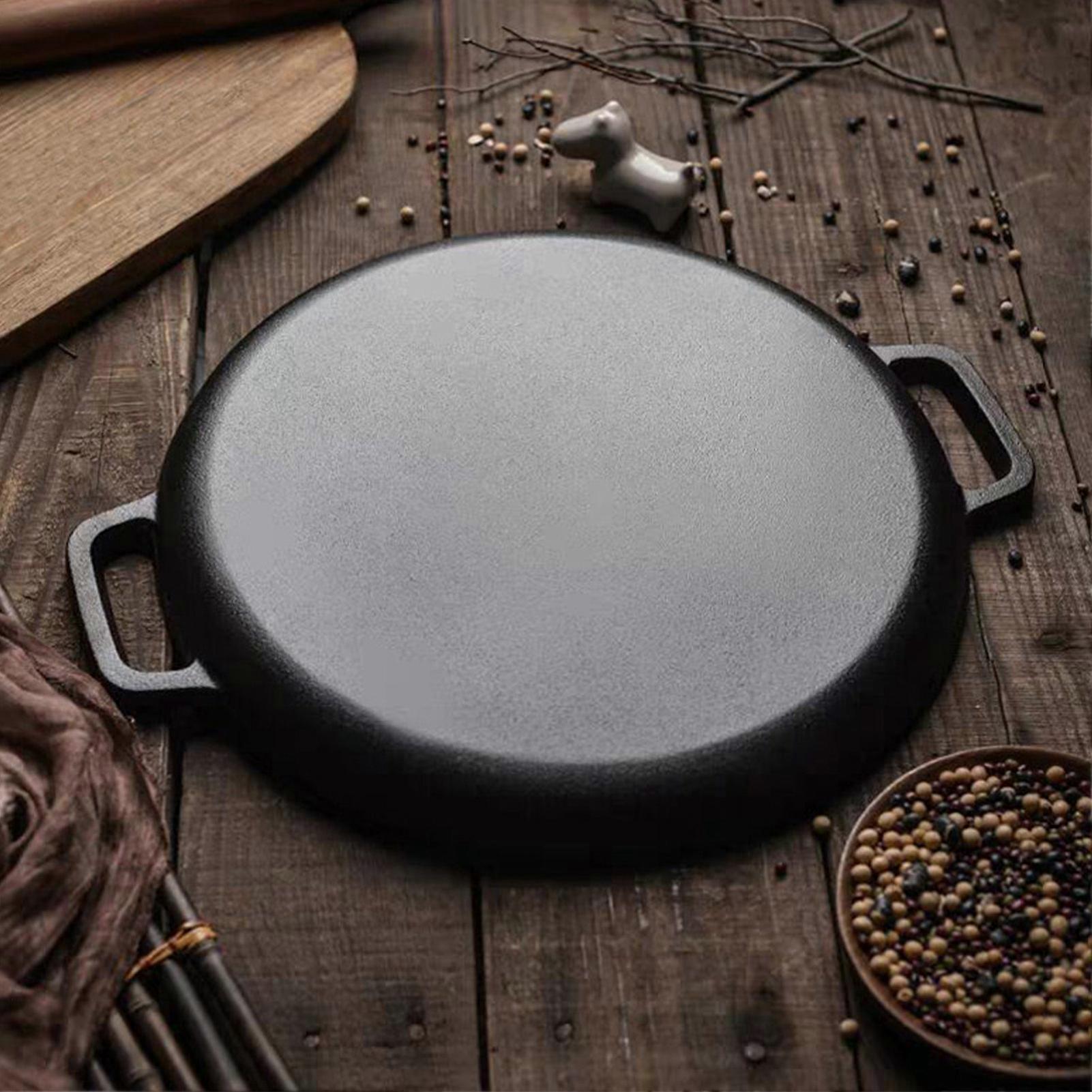 Cast Iron Round Skillet with Double Loop Handles Thick Frying Pan Non ...