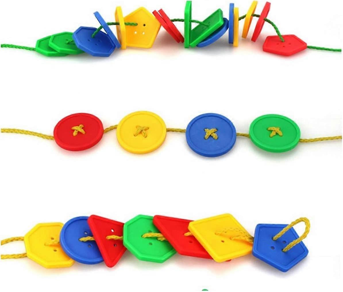 100 Pcs Button Puzzle Toy, Button Lacing Toy, Big Button Threading Toy ...
