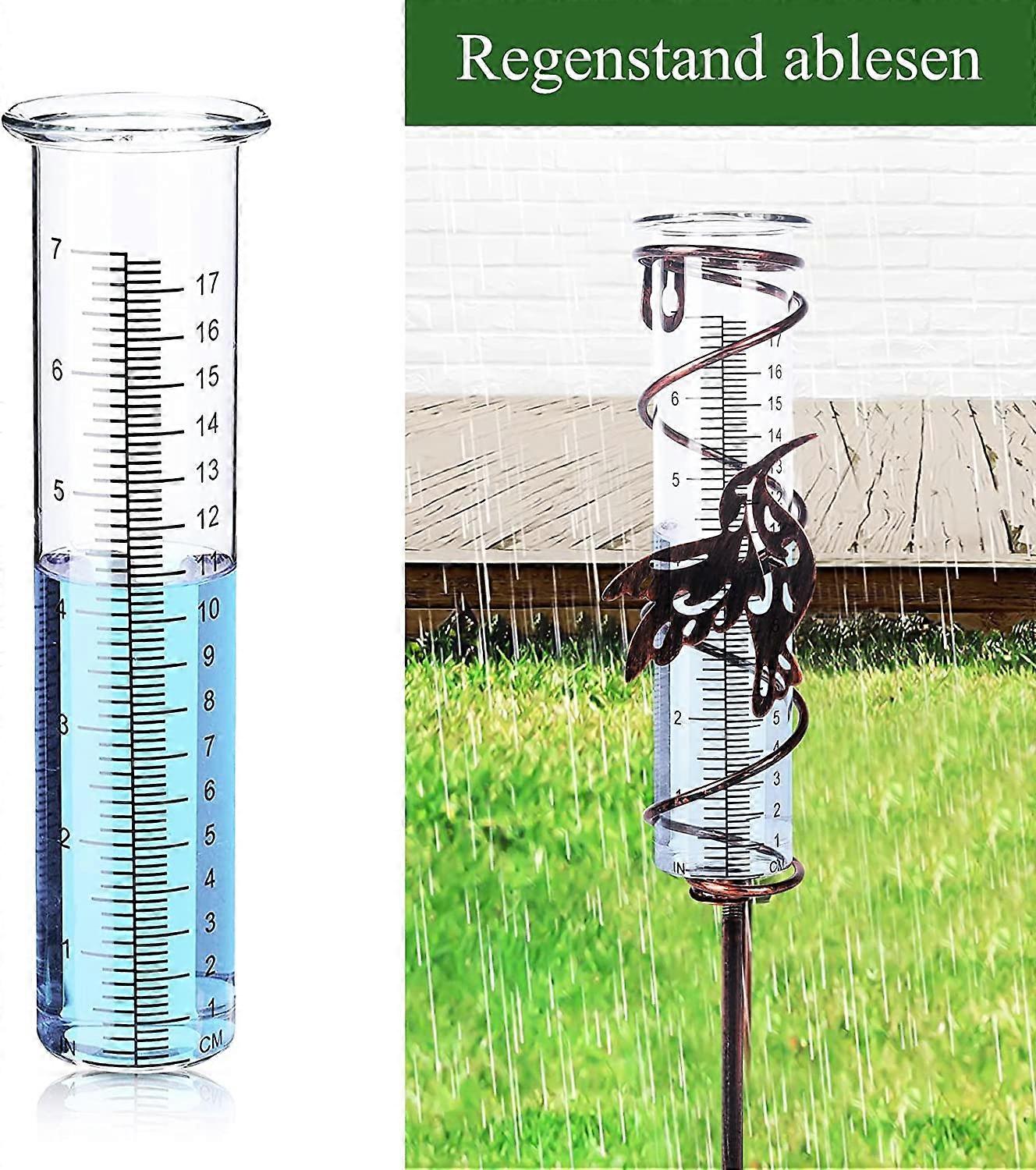 1 Pc Rain Gauge, Glass Rain Gauge with Metal Stake, Decorative Wrought ...